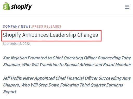 Shopify领导层变动：首席运营官和首席财务官均换将 | 零壹电商