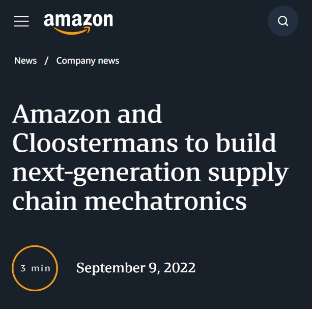 亚马逊将收购比利时工程公司Cloostermans | 零壹电商
